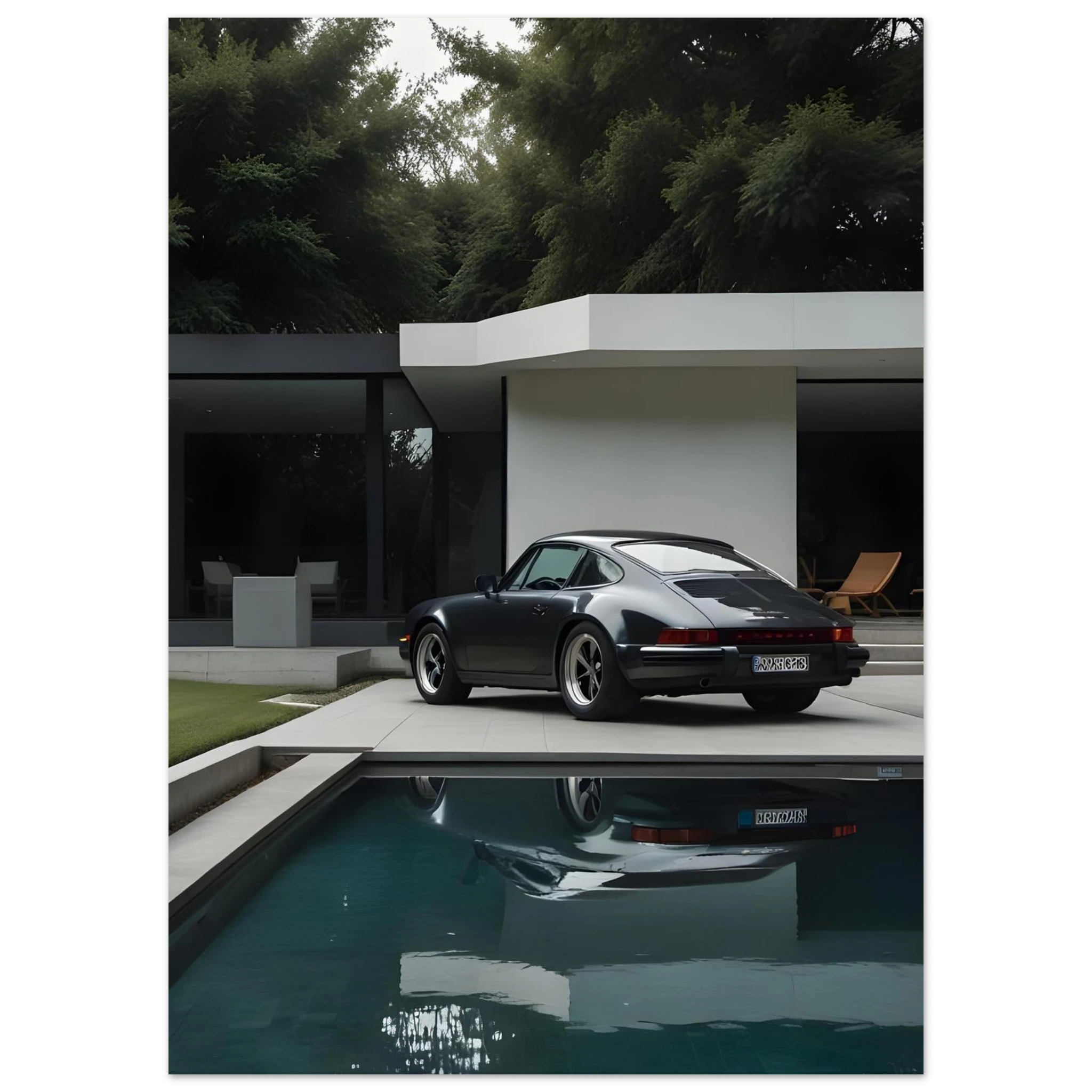 Porsche – 911 Poolside Reflection – Poster – Posters-4u