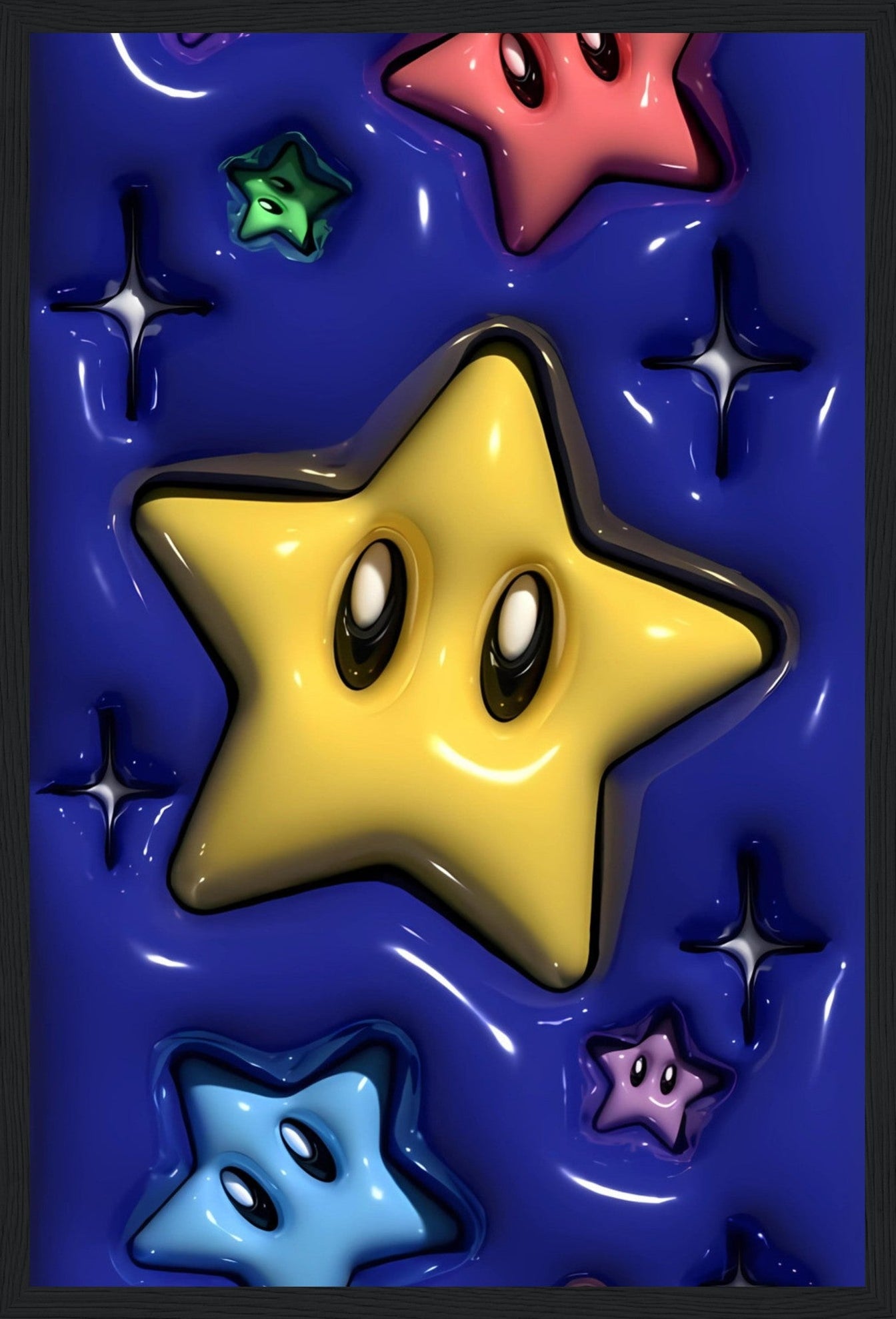 Mario Star - 3D - Art – Posters-4u